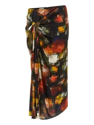 Dries Van Noten Dries Van Noten Suma Bis Printed Draped Maxi Skirt Multi