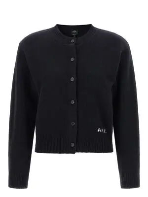 A.p.c. Lila Wool Cardigan With Logo Embroidery - Blue