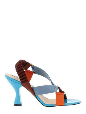 Fendi FENDI Colibrì Sandals With Woven Ribbons And Sculptural Heel Multi