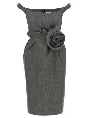 MAGDA BUTRYM Magda Butrym 3D Floral Applique Wool Silk Dress