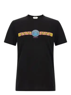 Versace Medusa' Print Cotton T-shirt - Black
