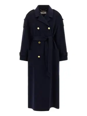 ELISABETTA FRANCHI Elisabetta Franchi Double-Breasted Belted Wool Coat