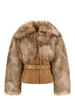 Elisabetta Franchi Fur-effect And Bustier Jacket - Brown