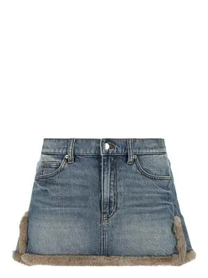 DENIM X ALEXANDER WANG Denim X Alexander Wang Denim Skirt With Fur Hem Blue