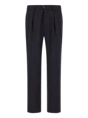 Incotex Pleated Wool Blend Trousers - Blue