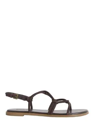 Everlane Suede Flat Sandals With Knot Detailing - Dark Chocolate
