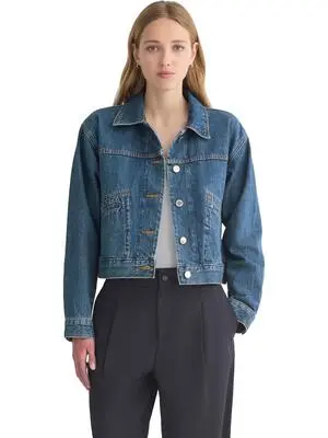 Everlane Cropped Denim Trucker Jacket - Mid Indigo