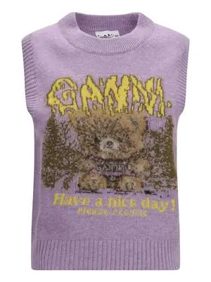 GANNI Teddy Alpaca And Wool-blend Vest - Grey