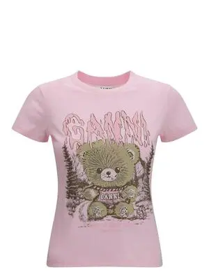 GANNI Teddy Forest Baby Fit Cotton T-shirt - Pink