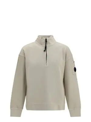 C.P. COMPANY Brushed And Sueded Diagonal-weave Cotton Fleece Sweatshirt - Cream