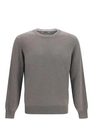 Brunello Cucinelli BRUNELLO CUCINELLI Men's Ribbed Crew Neck Cashmere Sweater Grey