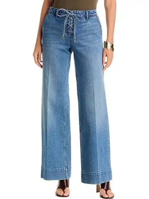 Michael Kors Cotton Stretch High Rise Flare Jeans - Dusk Blue Wash