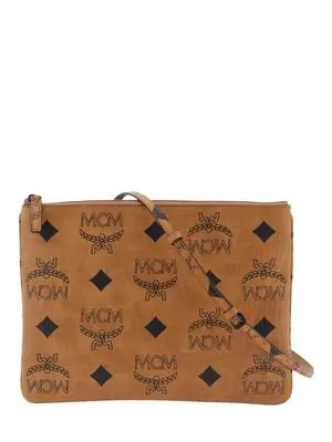 Mcm Monogram Pattern Zipped Crossbody Bag - Brown