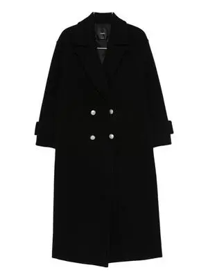 Pinko Double-breasted Lapel Coat - Black