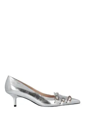 Pinko Buckle-embellished Pointed-toe Pumps - Gray