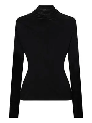 Victoria Beckham VICTORIA BECKHAM High-Neck Long-Sleeve Top Black