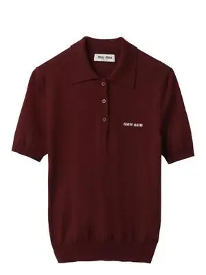 Miu Miu Wool Knit Polo Shirt - Amaranth