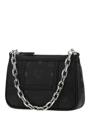 Mcm Monogram Printed Chain Shoulder Bag - Black