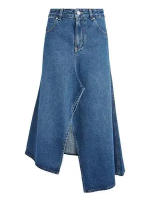 Victoria Beckham Asymmetrical Slit Denim Midi Skirt - Medium Blue