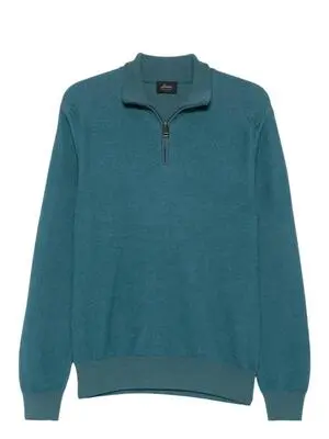 Brioni Half-zip Long-sleeve Fine-gauge Sweater - Blue