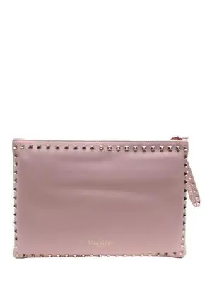 Valentino Garavani Studded Logo Clutch - Nude