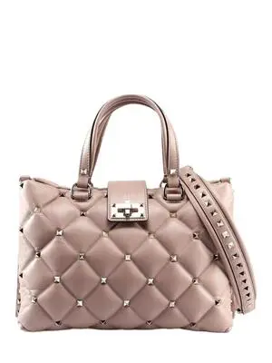 Valentino Garavani Valentino Candystud Quilted Rivet Shoulder Bag Nude