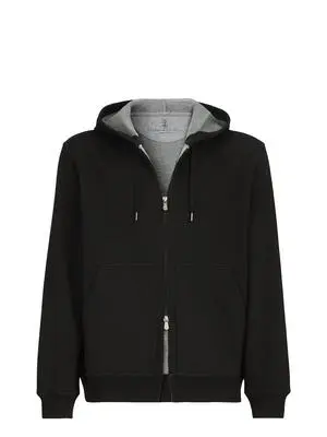 Brunello Cucinelli Cotton, Cashmere, And Silk Blend Hoodie - Black