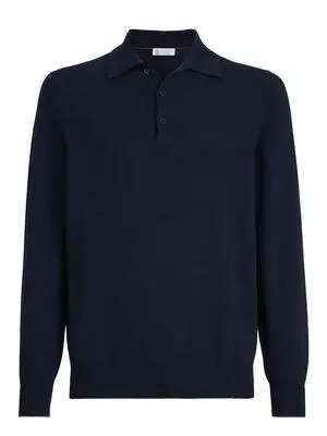 Brunello Cucinelli Cashmere Polo Sweater - Blue