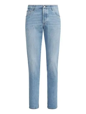 Brunello Cucinelli Straight Leg Comfort Denim Jeans - Blue