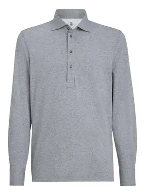 Brunello Cucinelli Cotton Long-sleeve Polo Shirt Grey