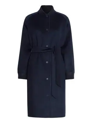 Max Mara Virgin Wool Quilted Coat - Navy
