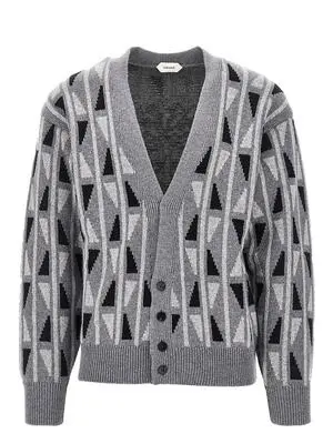 VERSACE Jacquard Wool And Cashmere Cardigan With Medusa Motif