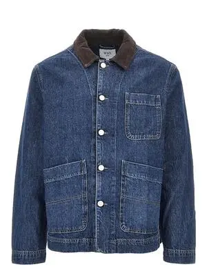 WAX LONDON Healey Denim Chore Jacket With Corduroy Collar - Blue