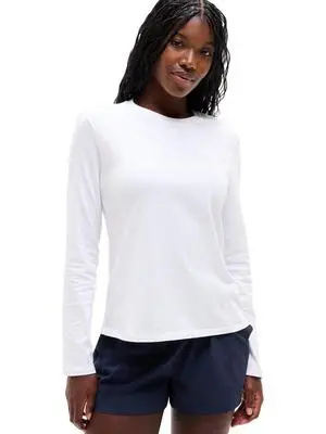 Athleta Athleta Favorite Cotton Classic Top - Long Sleeve Crewneck Bright White
