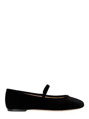Ralph Lauren Jayna Velvet Mary Jane Flat - Black