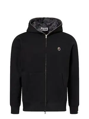 A BATHING APE A Bathing Ape One Point Full-Zip Cotton-Jersey Hoody Black