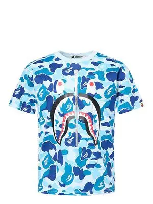 A BATHING APE Abc Camo Shark Graphic Cotton-jersey T-shirt Xxl Blue