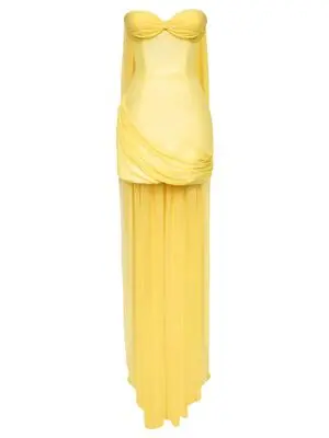 POST MERIDIEM Mini Corset Dress With Train - Yellow