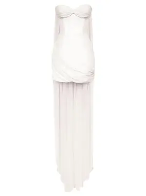 POST MERIDIEM Mini Corset Dress With Train - White