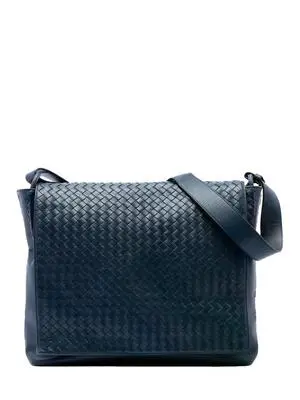 Bottega Veneta Nappa Intrecciato Flap Crossbody Bag - Blue