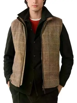 HACKETT Hackett London Herringbone Check Padded Gilet
