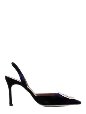 Amina Muaddi Camelia Crystal Embellished Pumps - Blue