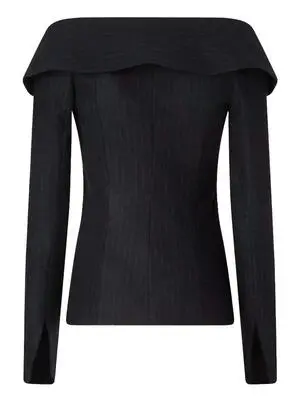 Pinko PINKO Off-Shoulder Pinstripe Top Black