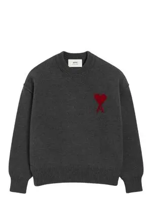 AMI Paris De Coeur Crew Neck Sweater - Grey