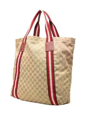 Gucci GUCCI GG Canvas Web Tote Bag Neutrals