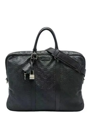 Gucci Business Bag With Embossed Leather - Brown