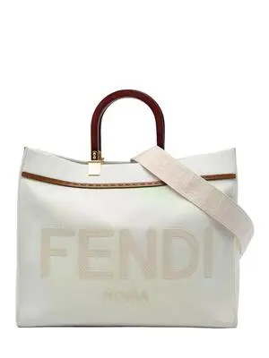 Fendi Canvas Sunshine Shopper Tote Satchel - Brown
