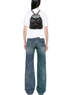 Gucci Calfskin Bamboo Drawstring Backpack - Black