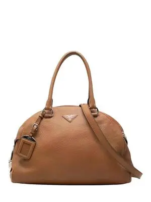 Prada Prada Vitello Daino Dome Satchel Brown
