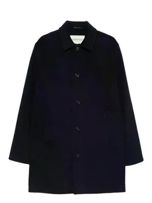 ERIC BOMPARD BOMPARD Navy Blue Wool And Cashmere Blend Single-Breasted Coat